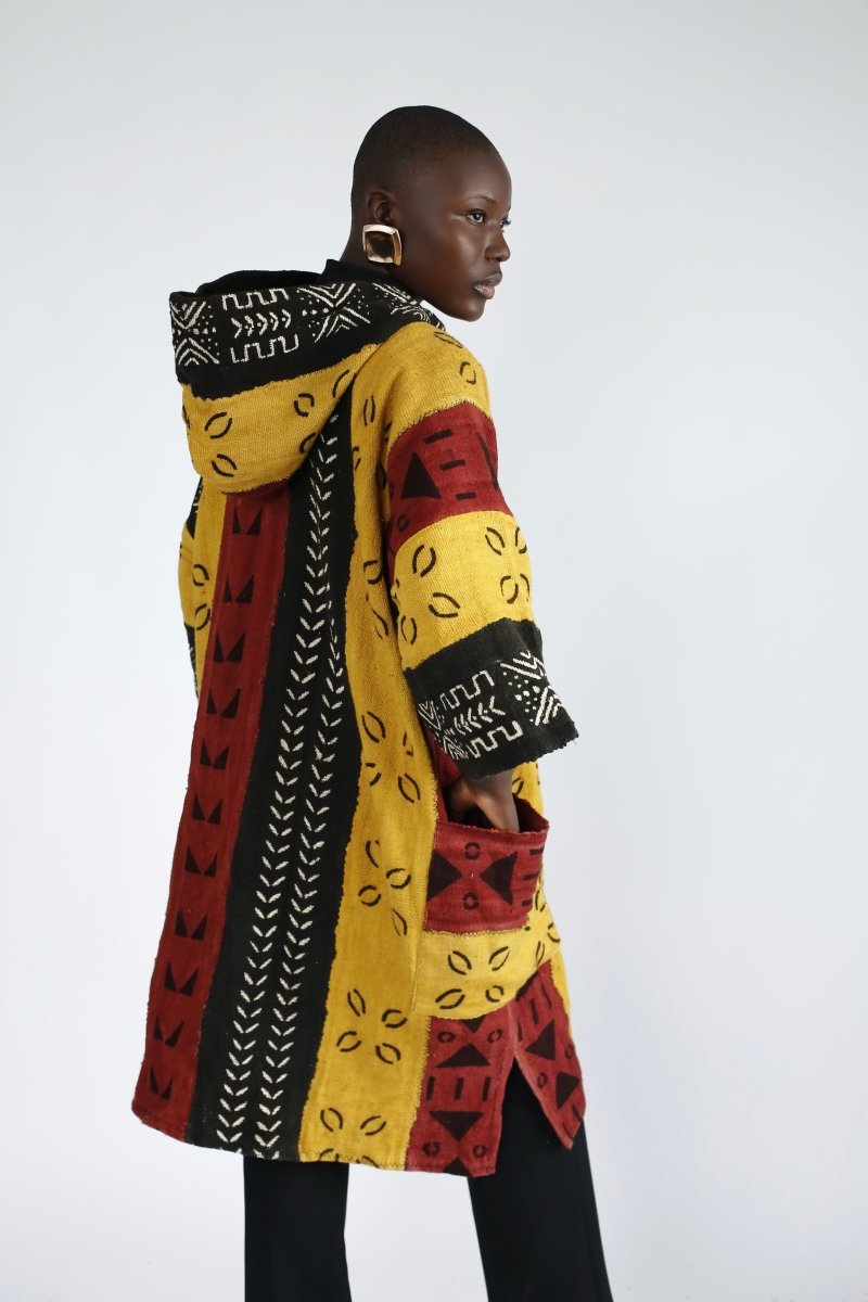 Cosmic Flutter Hooded Bogolan Cloak (Pre-Order) | Threaded Tribes