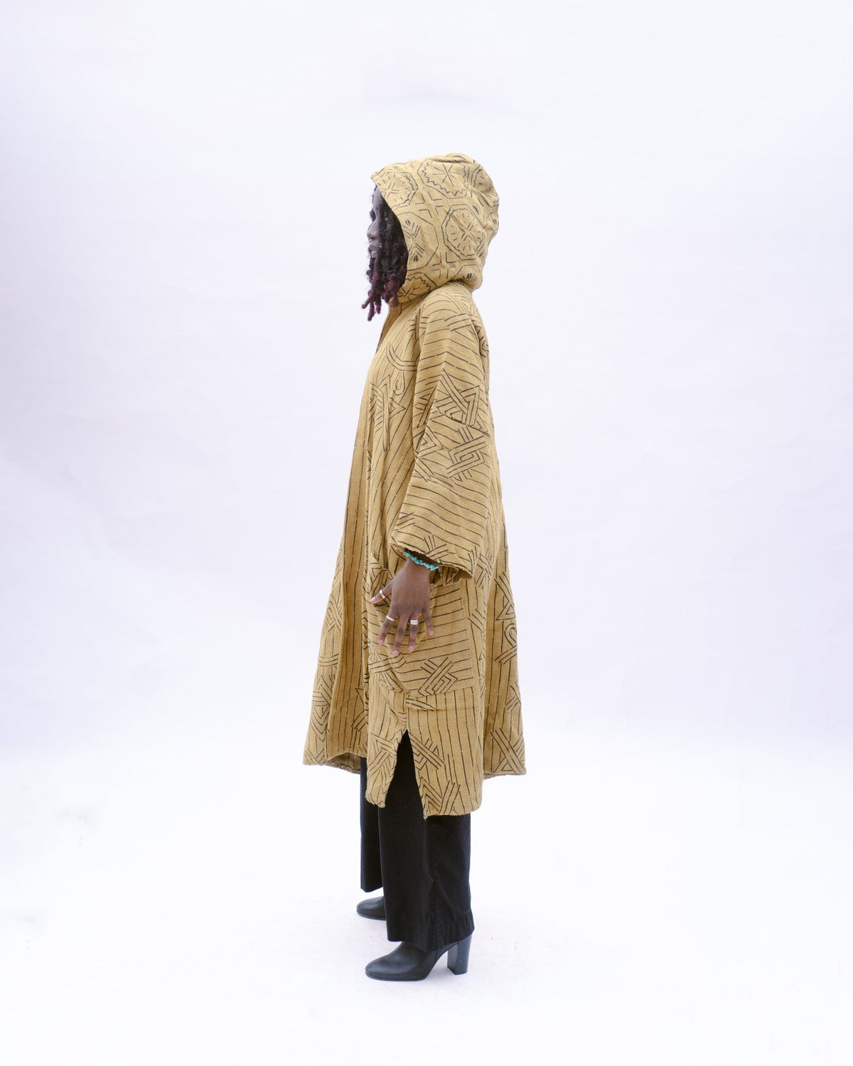 Yellow Dreamweaver Hooded Bogolan Cloak (Pre-Order) | Threaded Tribes